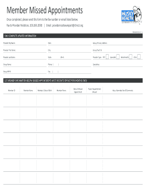 Fillable Online huskyhealthct Member Missed Appointments Form ...