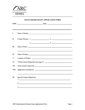 Fillable Online arcrelief CSI STANDARD GRANT APPLICATION FORM ...