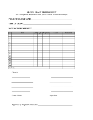 Fillable Online arcrelief Grant Disbursement Form - arcrelief Fax Email Print - pdfFiller