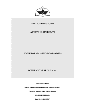 Fillable Online APPLICATION FORM AUDITING STUDENTS UNDERGRADUATE Fax ...