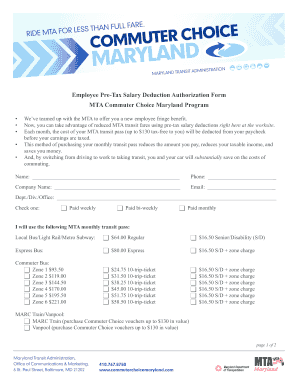 Fillable Online Employee Pre-Tax Salary Deduction Authorization Form ...