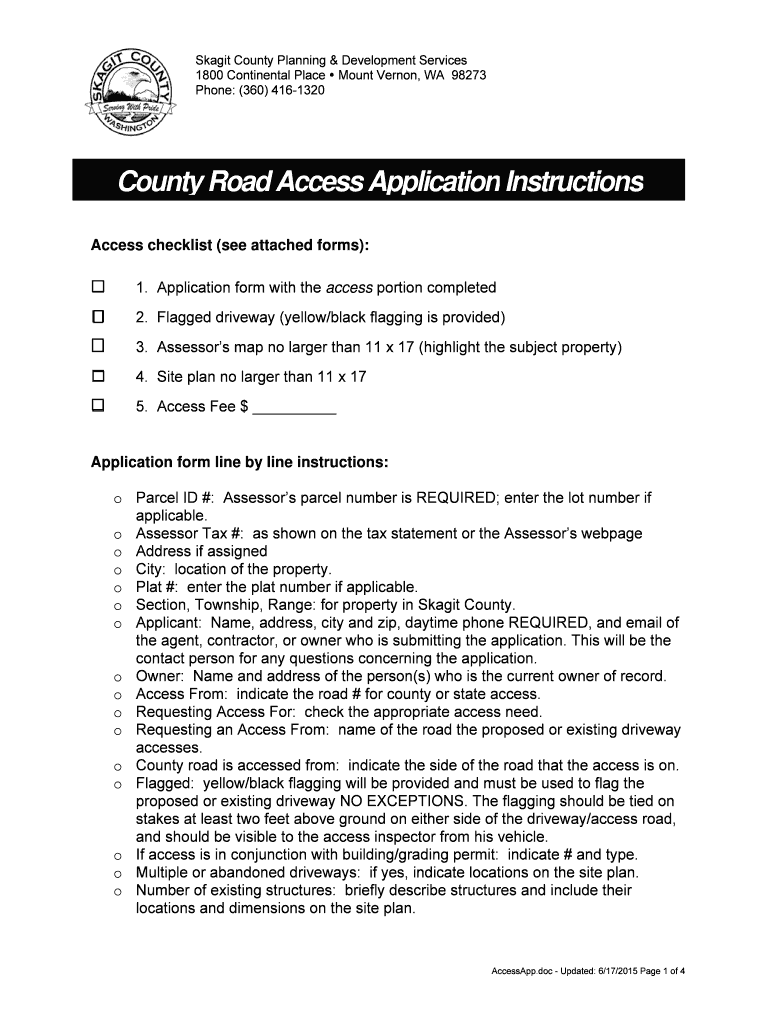 Fillable Online Access & Address Application - Skagit County Fax Email ...