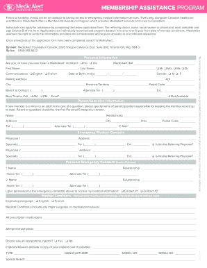 Fillable Online Membership Assistance Program - Canadian MedicAlert ...