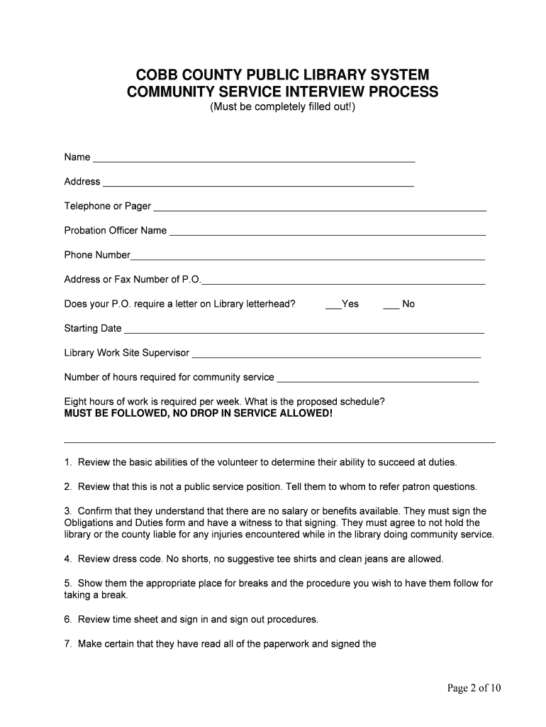 Fillable Online staff cobbcat Community bserviceb worksheet packet ...