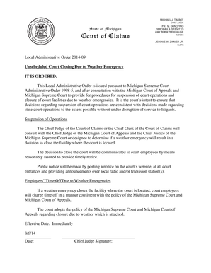 Fillable Online courts mi Court of Claims Administrative Order 2014-09 ...