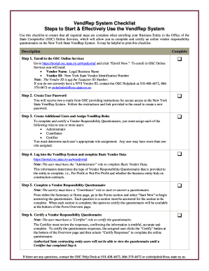 Fillable Online VendRep System Checklist Fax Email Print - pdfFiller