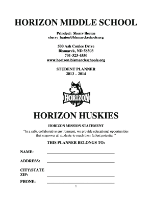 Fillable Online horizon bismarckschools HORIZON MIDDLE SCHOOL ...
