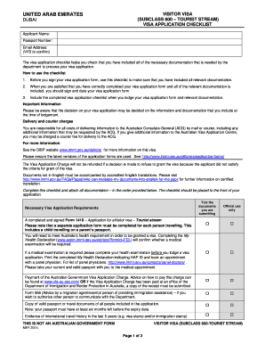 Fillable Online 140512Visitor visa 600 Tourist stream checklist final ...