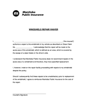 Fillable Online mpi mb WINDSHIELD REPAIR WAIVER - Manitoba Public ...