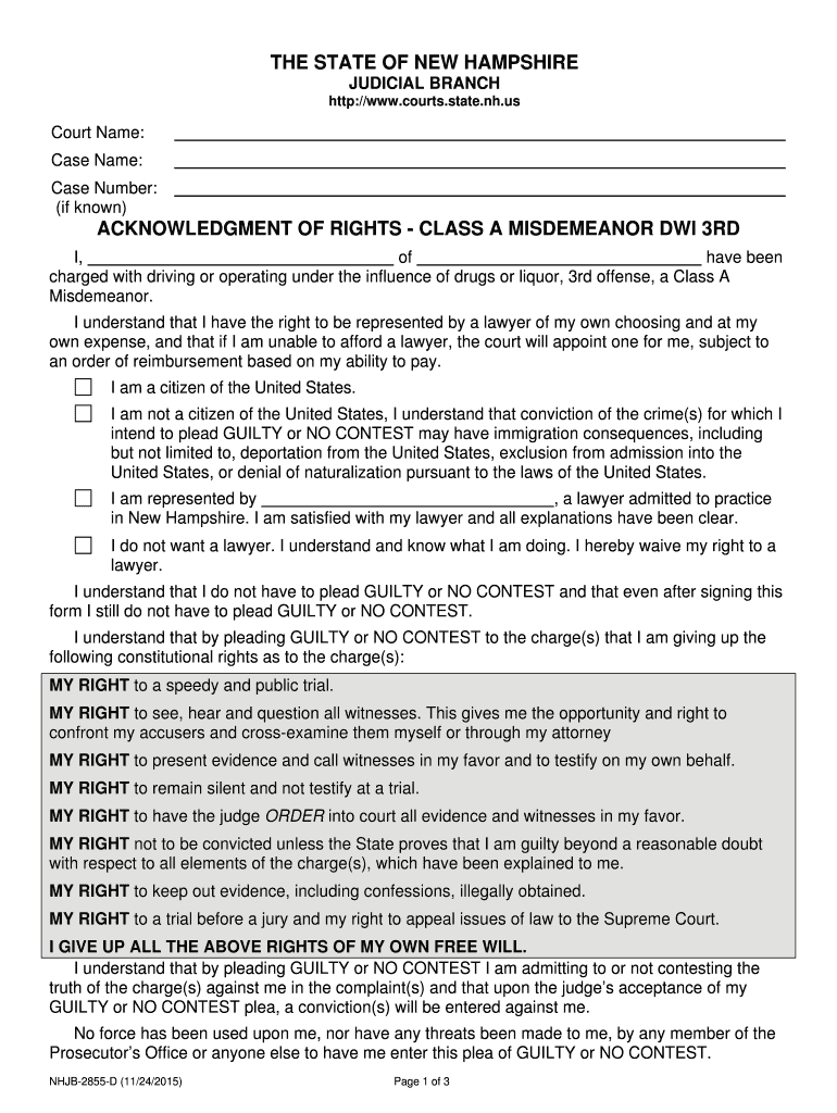 Fillable Online courts state nh Class A Misd - bNew Hampshireb Judicial ...