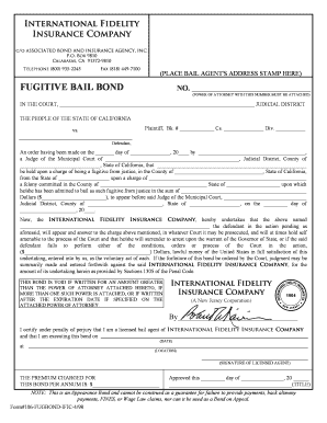 Fillable Online FUGITIVE BAIL BOND NO Fax Email Print - pdfFiller