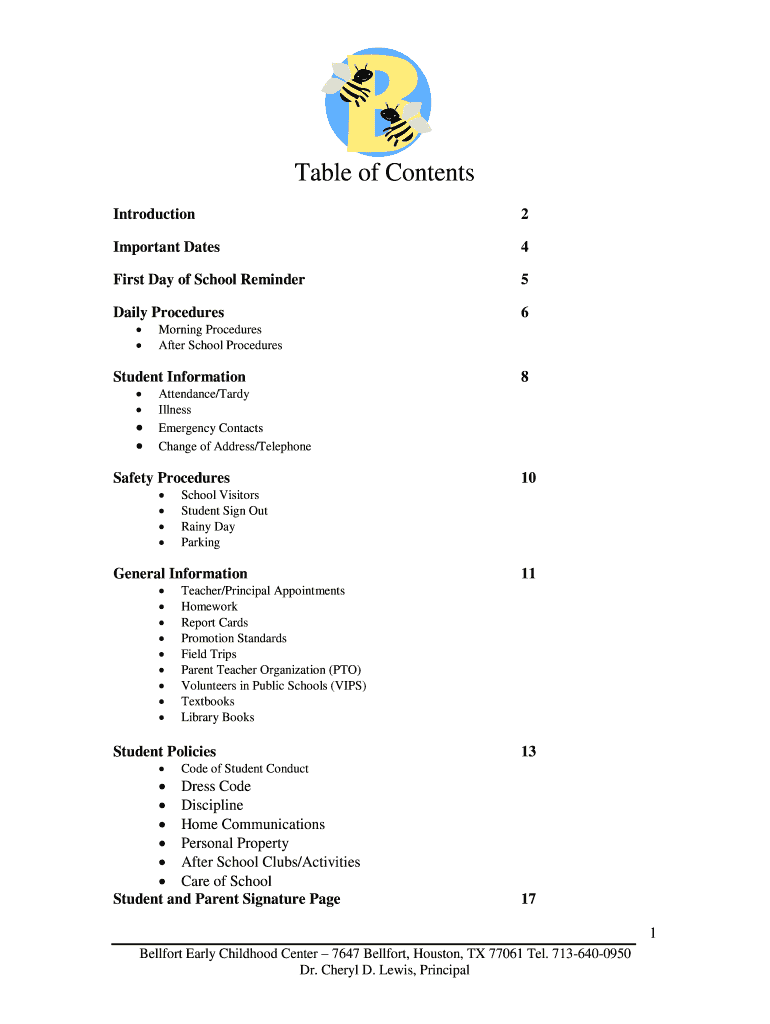 Fillable Online houstonisd Bellfort Early Childhood Center - houstonisd ...