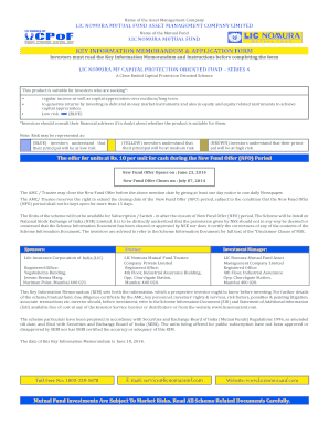 Fillable Online Key information memorandum & application form - LIC Nomura ... Fax Email Print ...