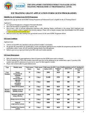 Fillable Online E2i training grant application form - Institution of ...