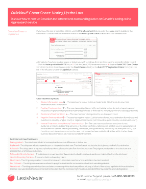 Fillable Online lexisnexis Quicklaw Cheat Sheet: Noting Up the Law Fax ...