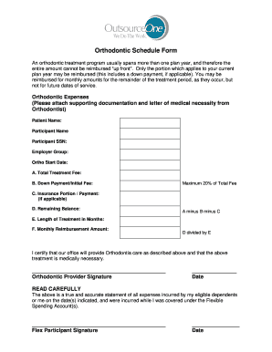 Fillable Online Orthodontic Schedule Form - OutsourceOne Fax Email ...