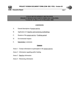 Fillable Online PROJECT DESIGN DOCUMENT FORM (CDM SSC PDD) Version 03 CDM Executive Board page 1 ...