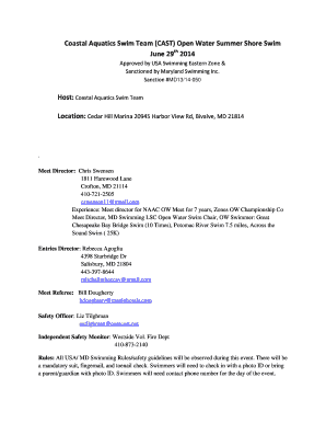 Fillable Online mdswim Coastal Aquatics Swim Team (CAST) Open Water ...