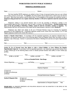 Fillable Online Personal Business Leave Request for Certificated ...