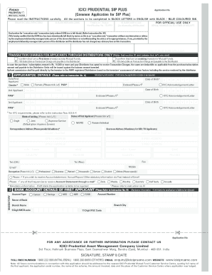 Fillable Online ICICI PRUDENTIAL SIP PLUS Fax Email Print - pdfFiller