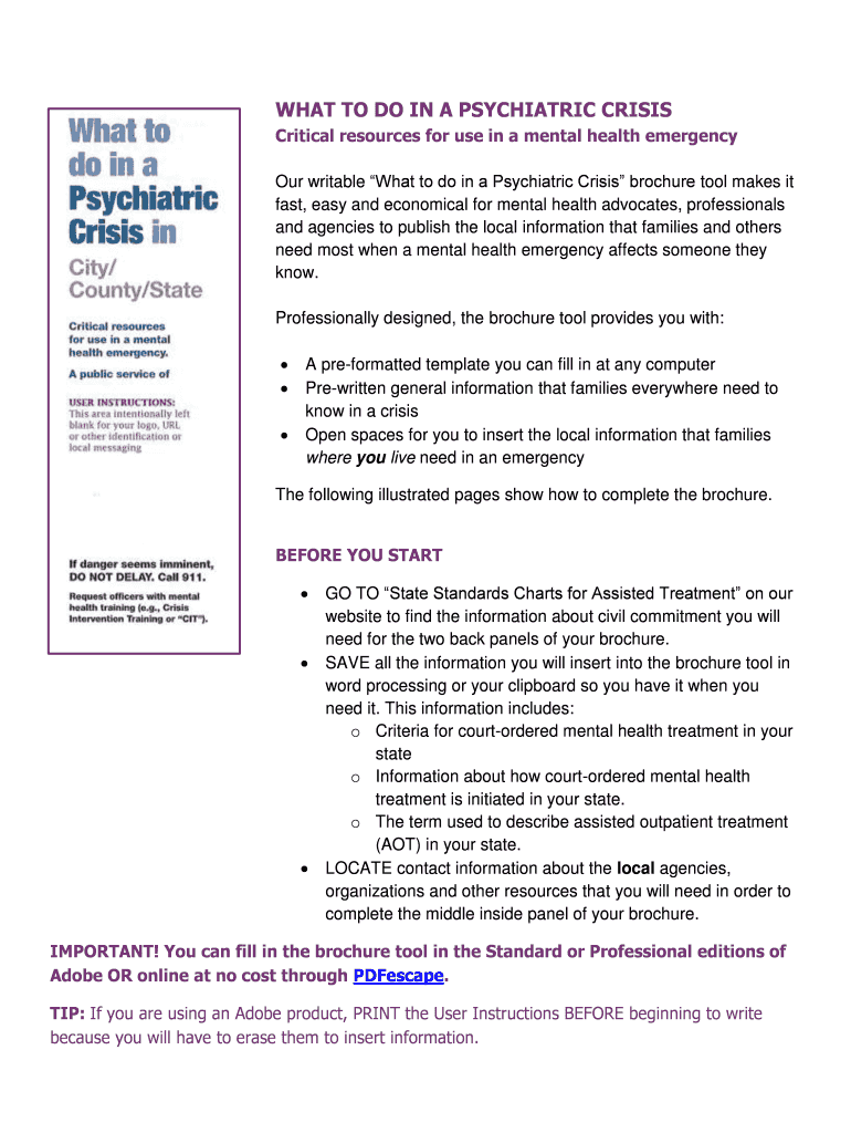 Fillable Online WHAT TO DO IN A PSYCHIATRIC CRISIS Fax Email Print ...