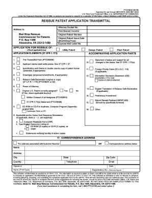 Fillable Online uspto Reissue Patent Application Transmittal - United ...