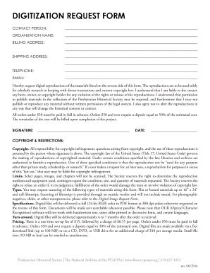 Fillable Online history pcusa DIGITIZATION REQUEST FORM Fax Email Print ...