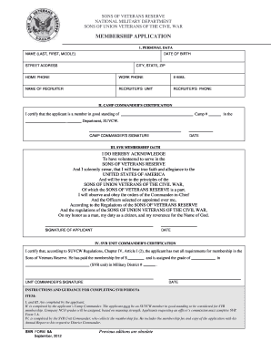 Fillable Online suvcw Membership Application - Sons of Union Veterans ...