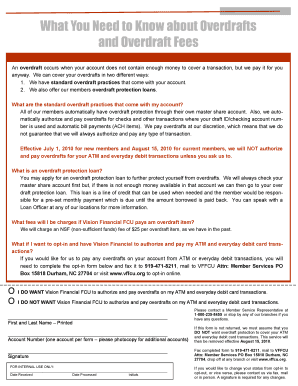 Fillable Online and Overdraft Fees Fax Email Print - pdfFiller