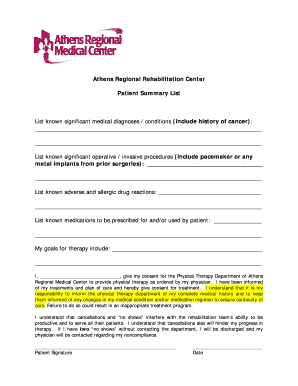 Fillable Online Medical summary form Fax Email Print - pdfFiller