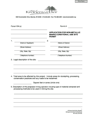Fillable Online APPLICATION FOR NON-METALLIC MINING CONDITIONAL USE ...