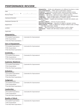 Fillable Online Performance Review Template Fax Email Print - pdfFiller