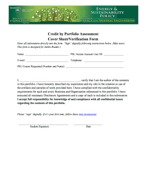 Fillable Online PSU Cover Sheet/Verification Form Fax Email Print ...