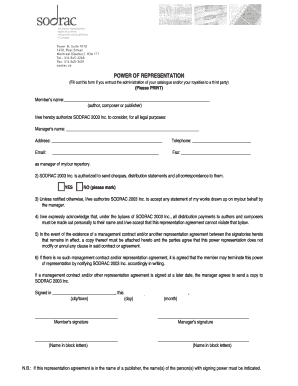 Fillable Online POWER OF REPRESENTATION Fax Email Print - pdfFiller