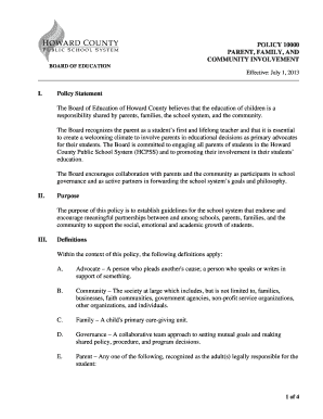 Fillable Online hcpss POLICY 10000 Fax Email Print - pdfFiller