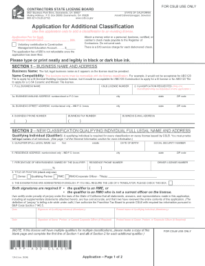 Fillable Online Application for Additional Classification Fax Email ...