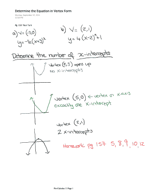 Fillable Online Determine the Equation in Vertex Form.pdf Fax Email ...