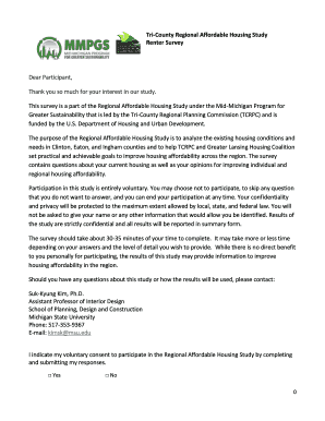 Fillable Online midmichigansustainability Sample Housing Renter Survey ...
