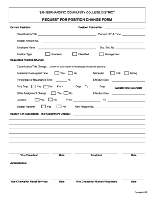 Fillable Online sbccd Request for position change form - San Bernardino ...