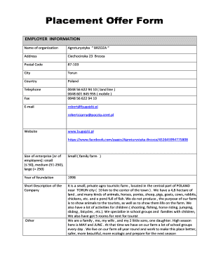 Fillable Online Placement Offer Form - VIAA Fax Email Print - pdfFiller