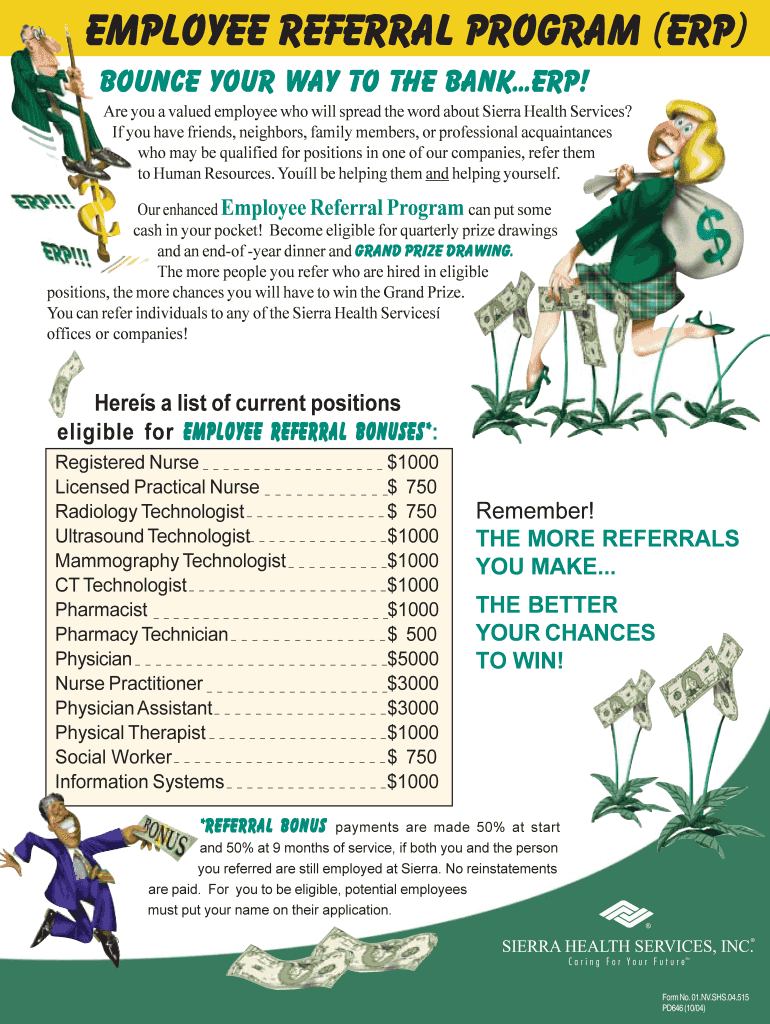 Fillable Online EMPLOYEE REFERRAL PROGRAM (ERP) Fax Email Print - pdfFiller