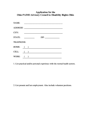 Fillable Online APPLICATION FOR - Disability Rights Ohio Fax Email ...