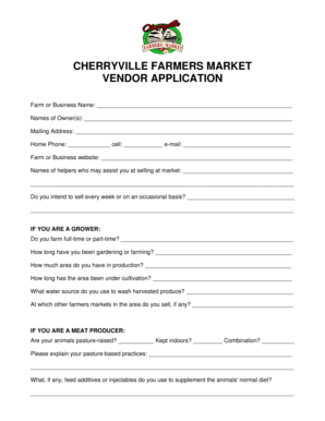 Fillable Online farmers market - application draftdoc FARM SERVICE ...