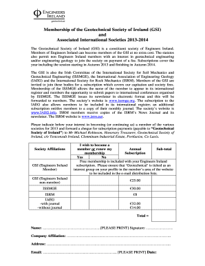 Fillable Online engineersireland GSI Membership Form 2013-2014 ...