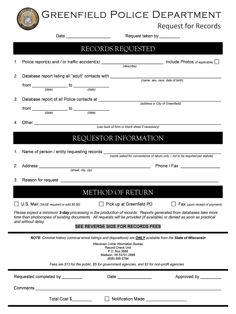 Fillable Online Records Release Request Form.PDF Fax Email Print ...