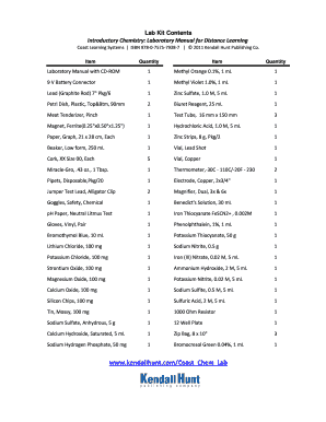 Fillable Online Www.kendallhunt.com/Coast_Chem_Lab Fax Email Print ...