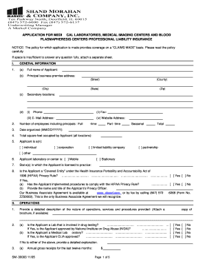 Fillable Online Application for medi cal laboratories, medical imaging ...