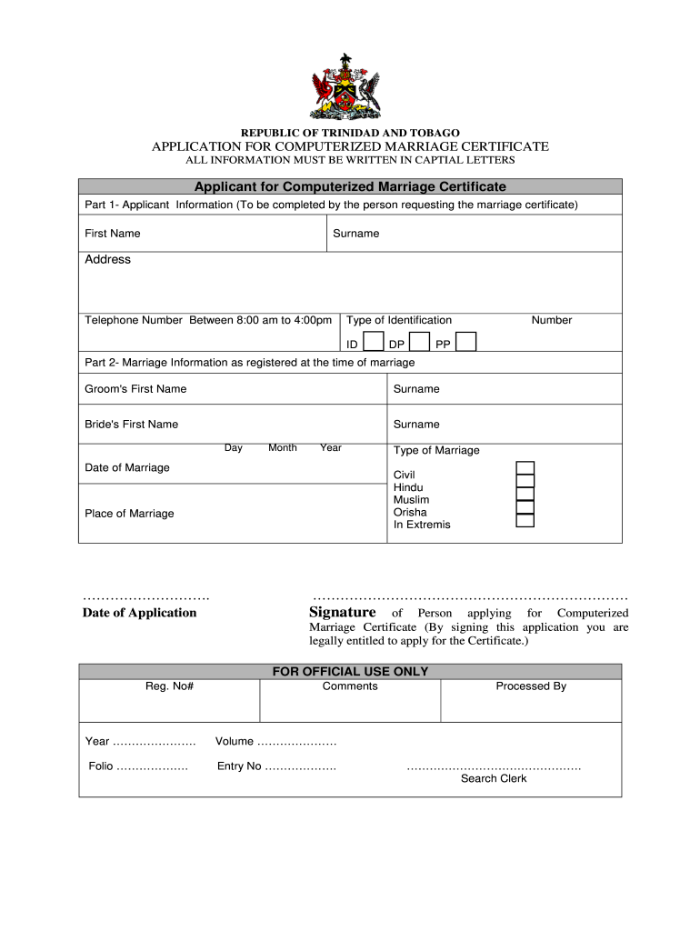 Marriage License Application Form Fill Online Printable Fillable 