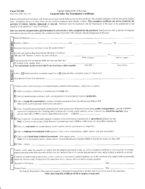 Fillable Online Form ST-105 General Sales Thx Exemption Certificate Fax ...