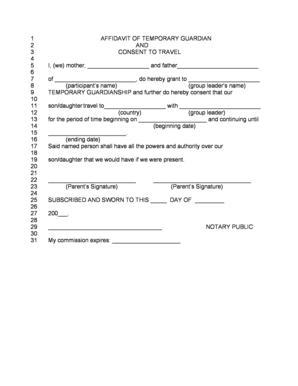 Fillable Online 1 AFFIDAVIT OF TEMPORARY GUARDIAN 2 AND 3 CONSENT TO ...